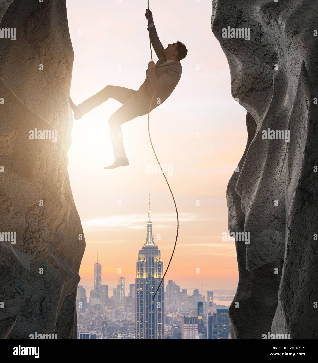 The businessman overcoming challenges in business concept Stock Photo ...