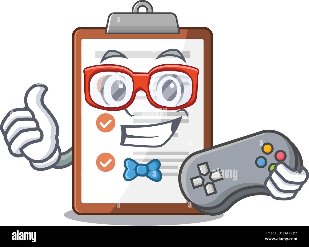 Funny geek gamer clipboard Scroll cartoon character style Stock Vector ...