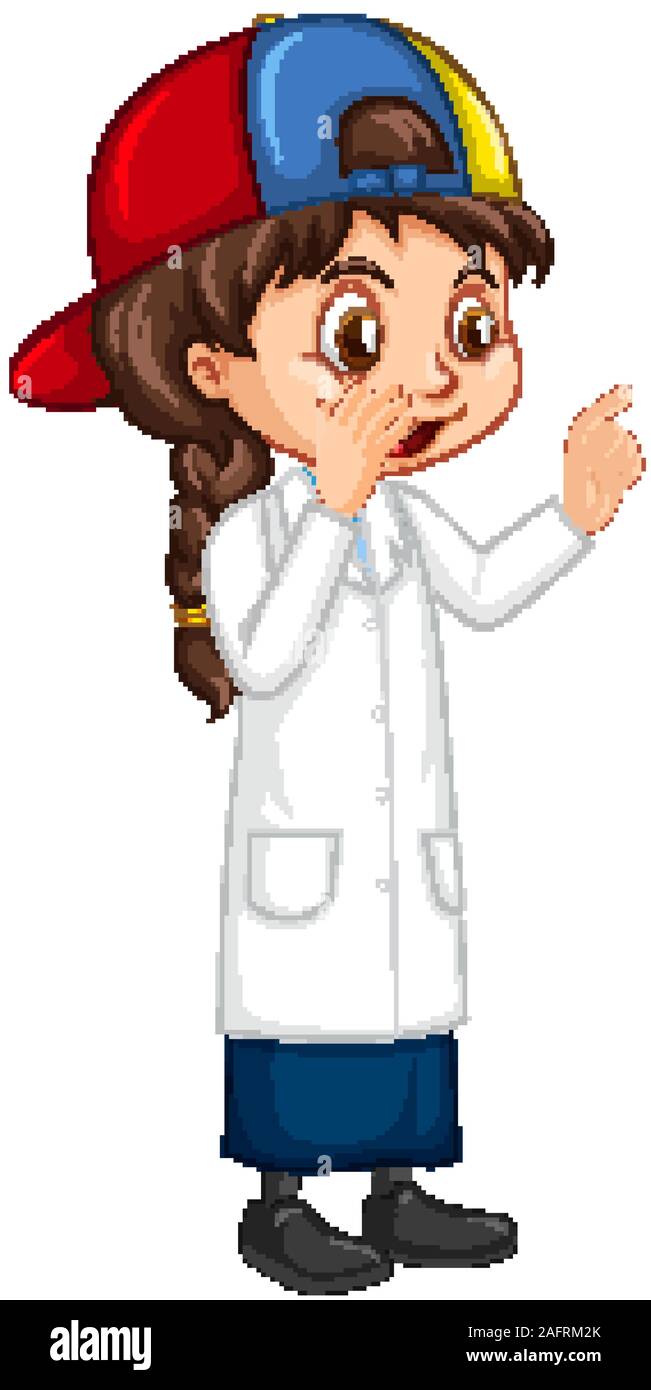 Girl in science gown on isolated background illustration Stock Vector ...