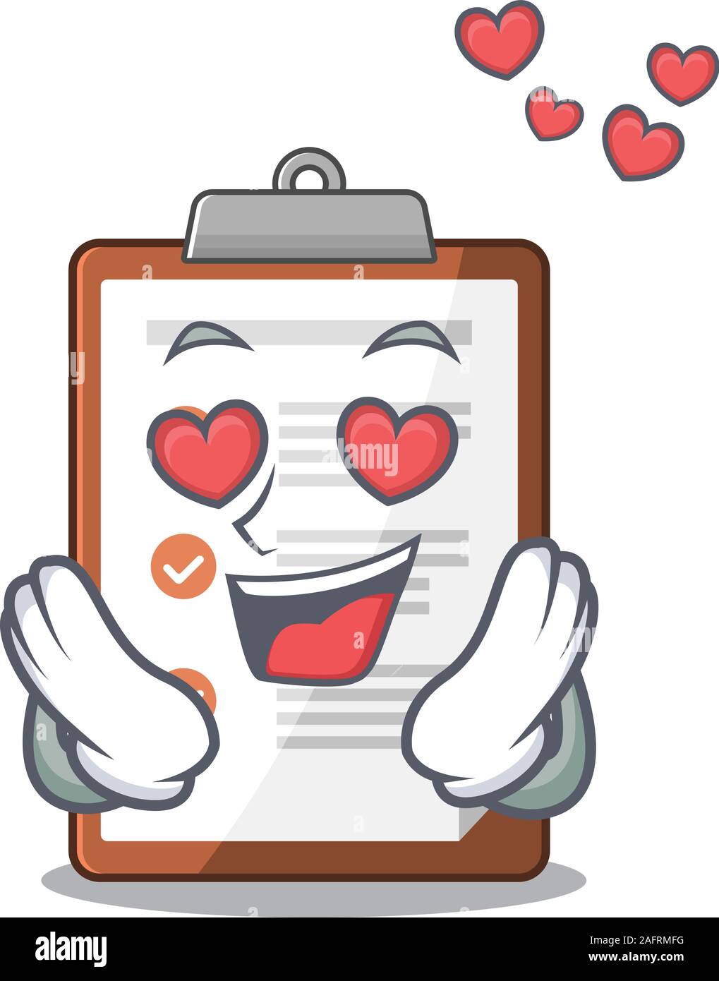falling In love cute clipboard Scroll cartoon mascot design Stock ...
