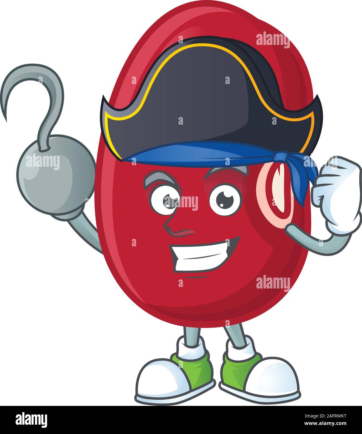 one hand Pirate adzuki beans cartoon character wearing hat Stock Vector ...