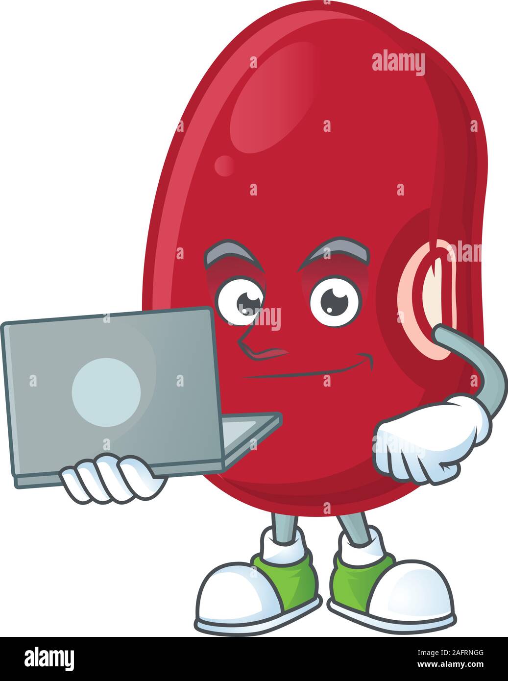 Smart adzuki beans cartoon character working with laptop Stock Vector ...