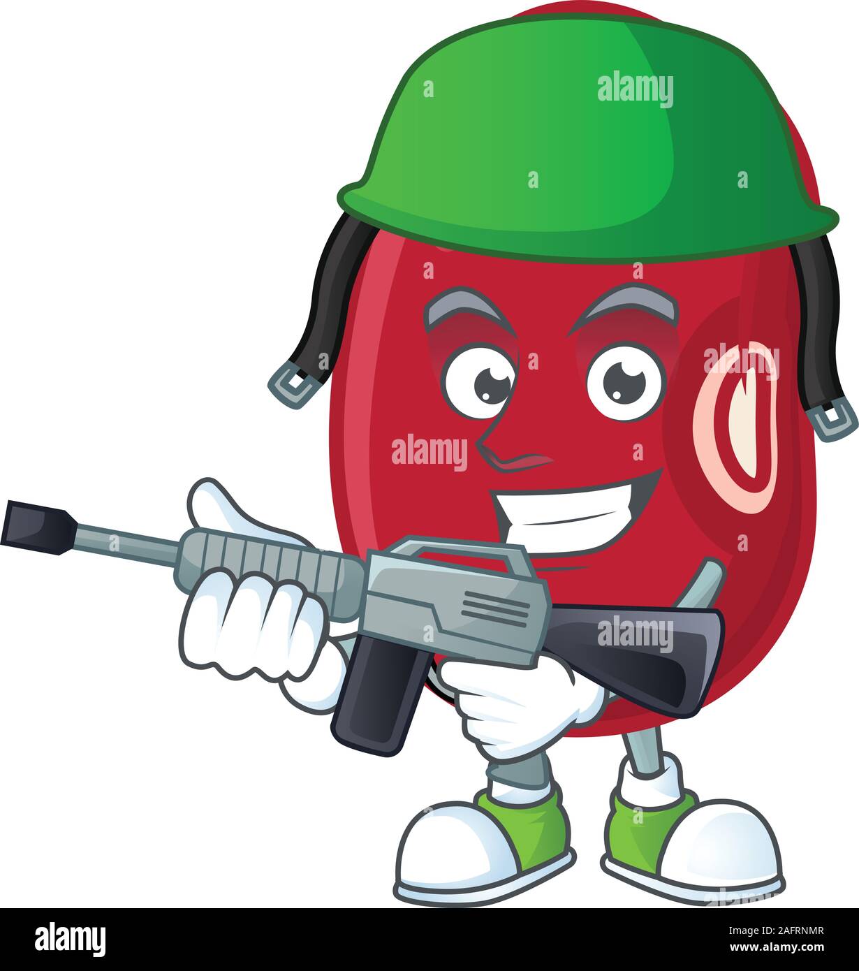 A mascot of adzuki beans as an Army with machine gun Stock Vector Image ...