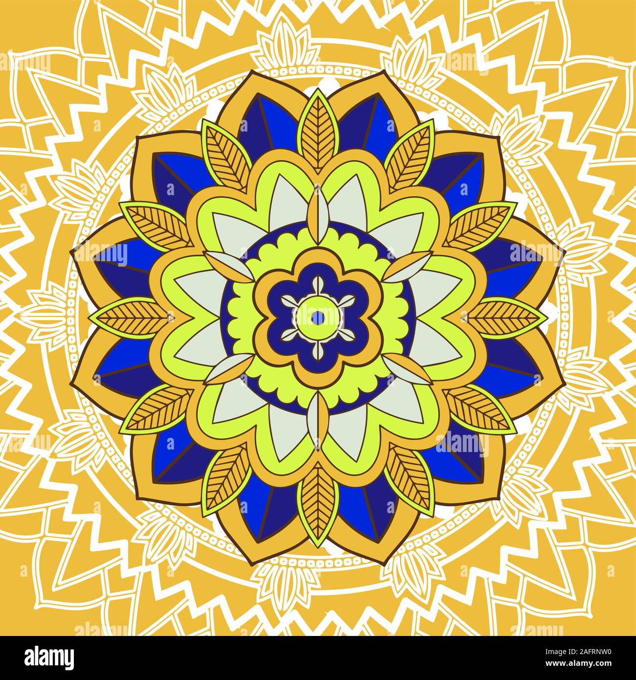 Mandala patterns on yellow background illustration Stock Vector Image ...