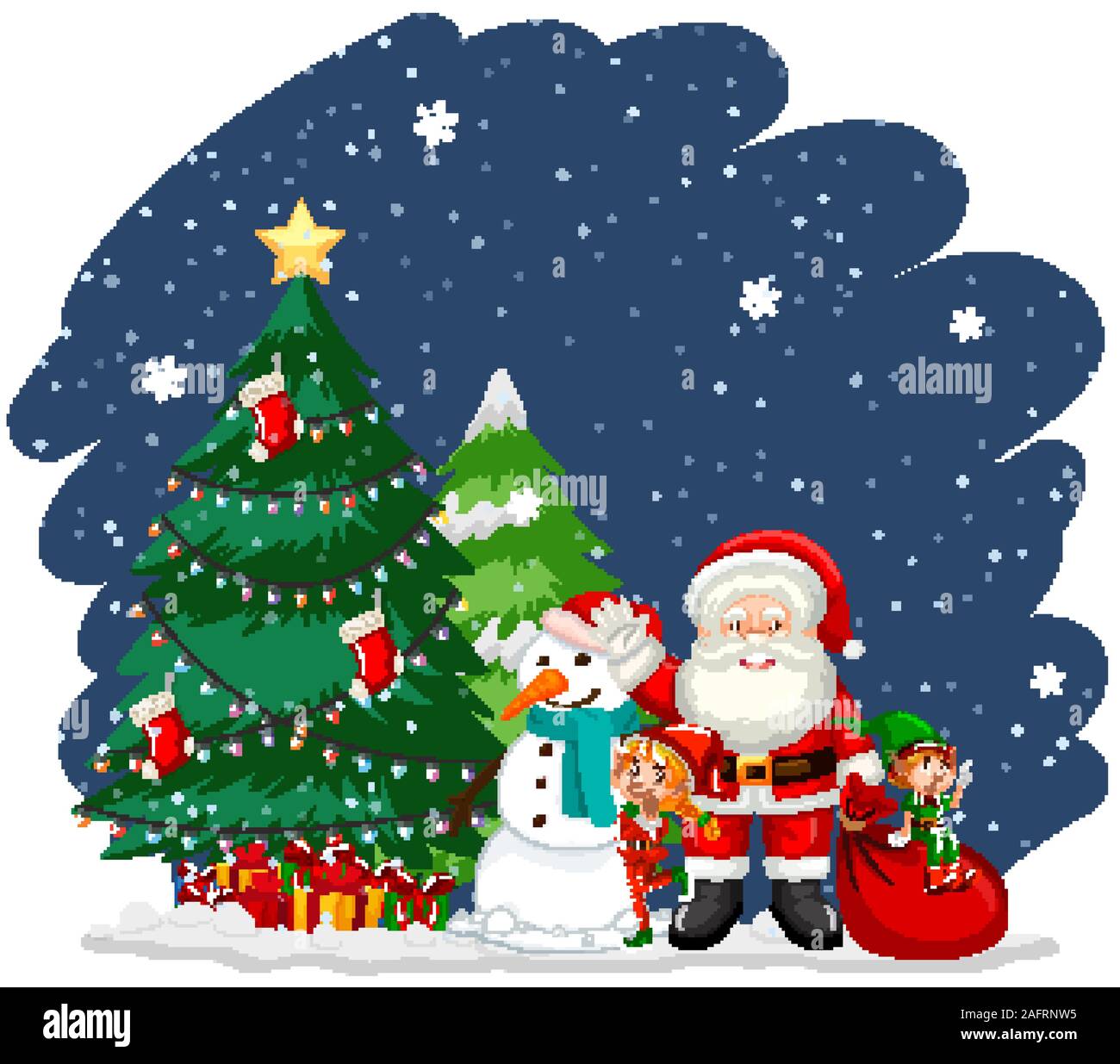 Christmas theme with Santa and tree illustration Stock Vector Image ...
