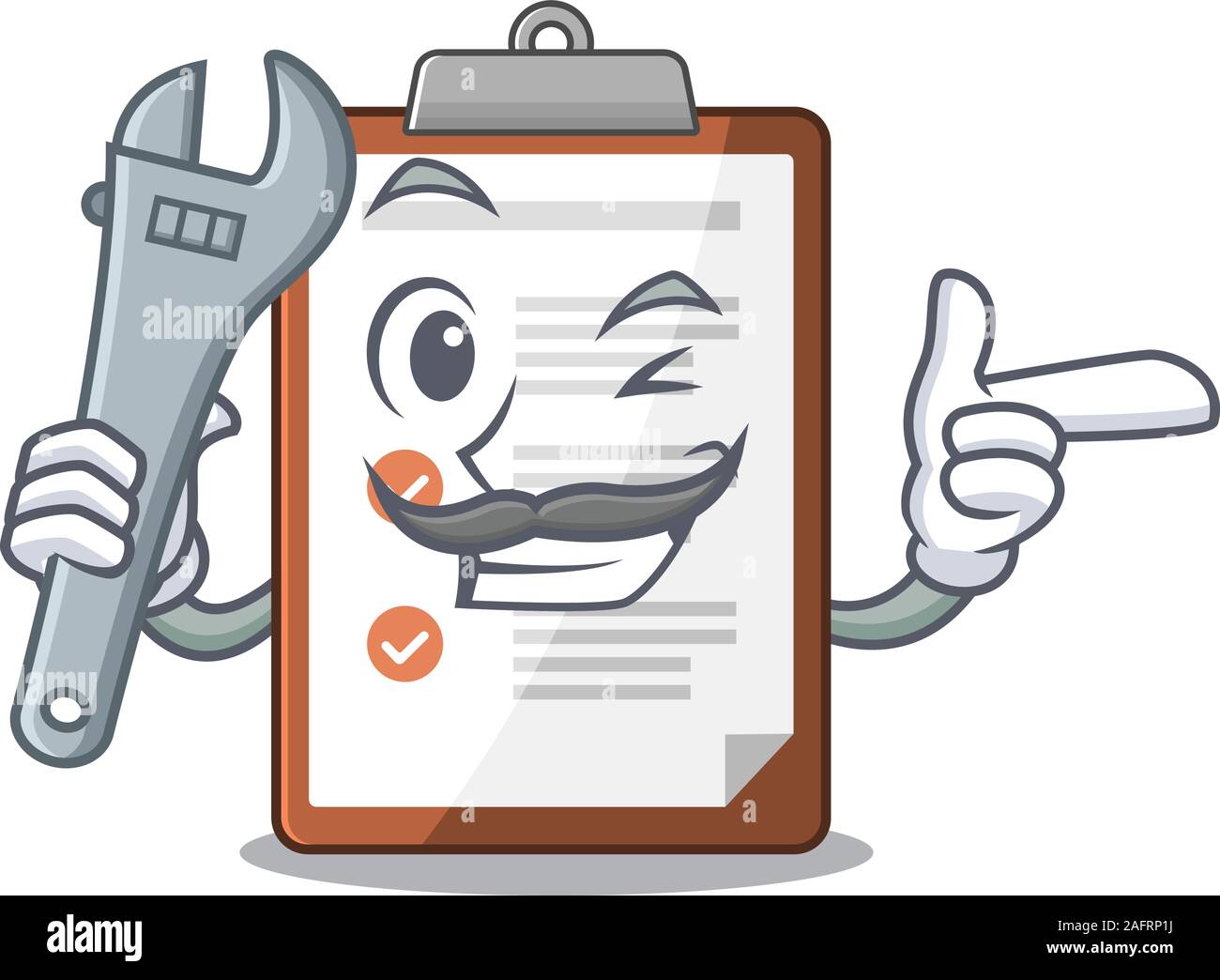 Cool Mechanic clipboard Scroll cartoon character design Stock Vector ...