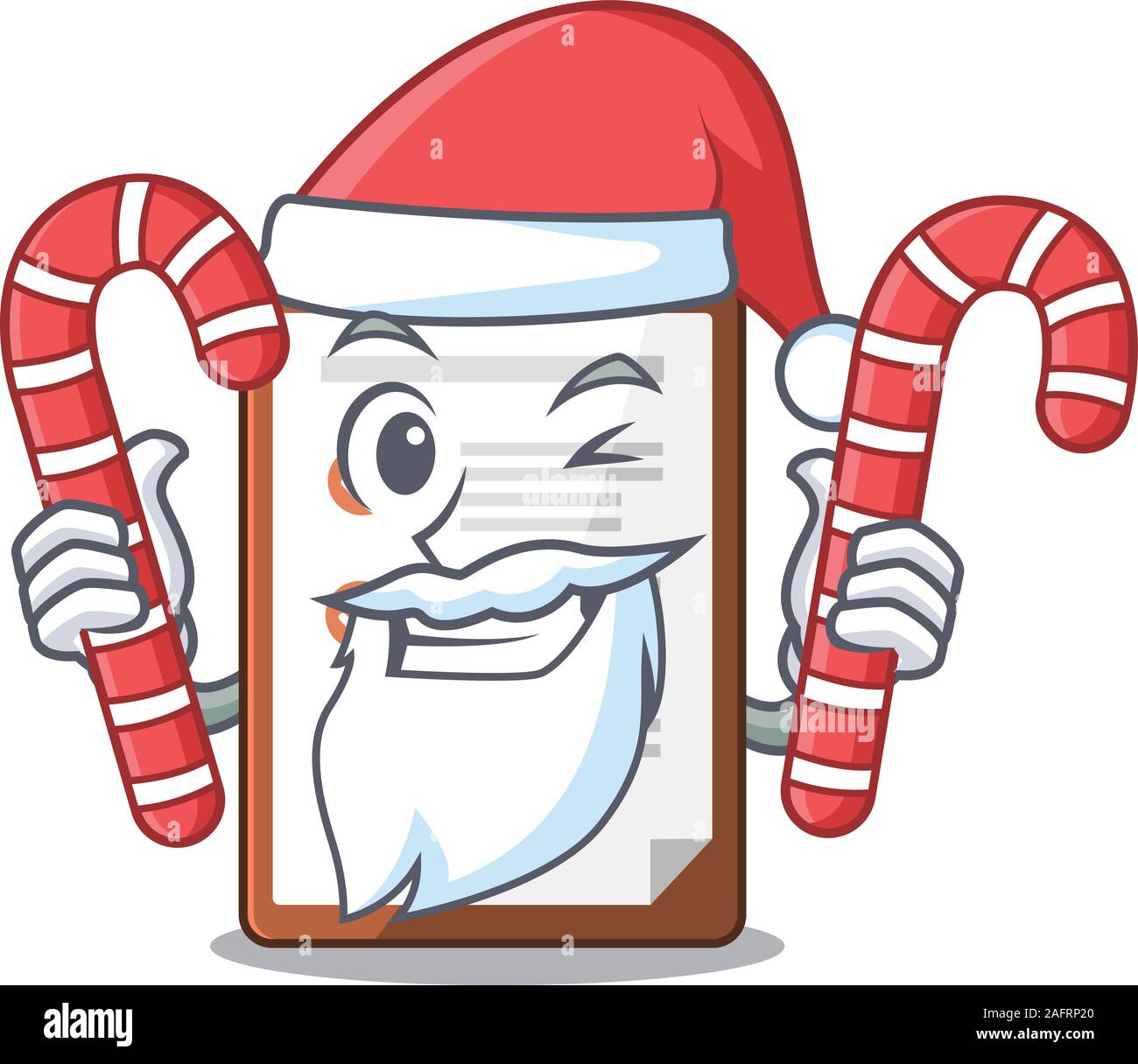 Happy clipboard Scroll Cartoon character in Santa with candy Stock ...