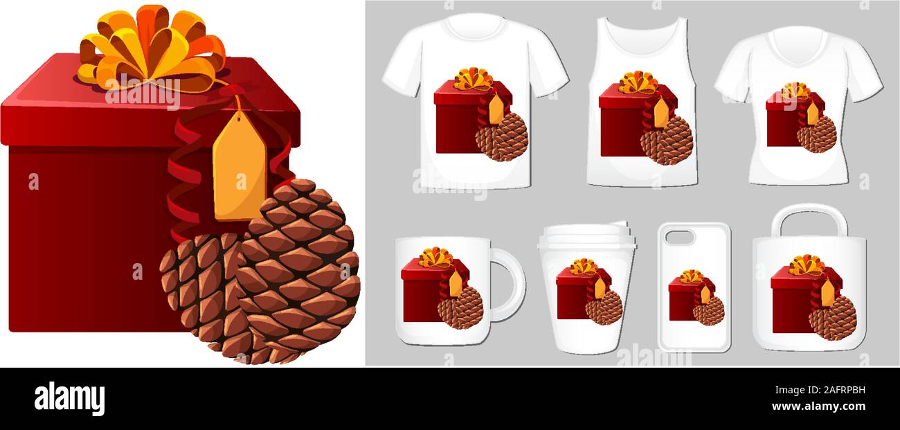 Christmas theme with present box on product templates illustration ...