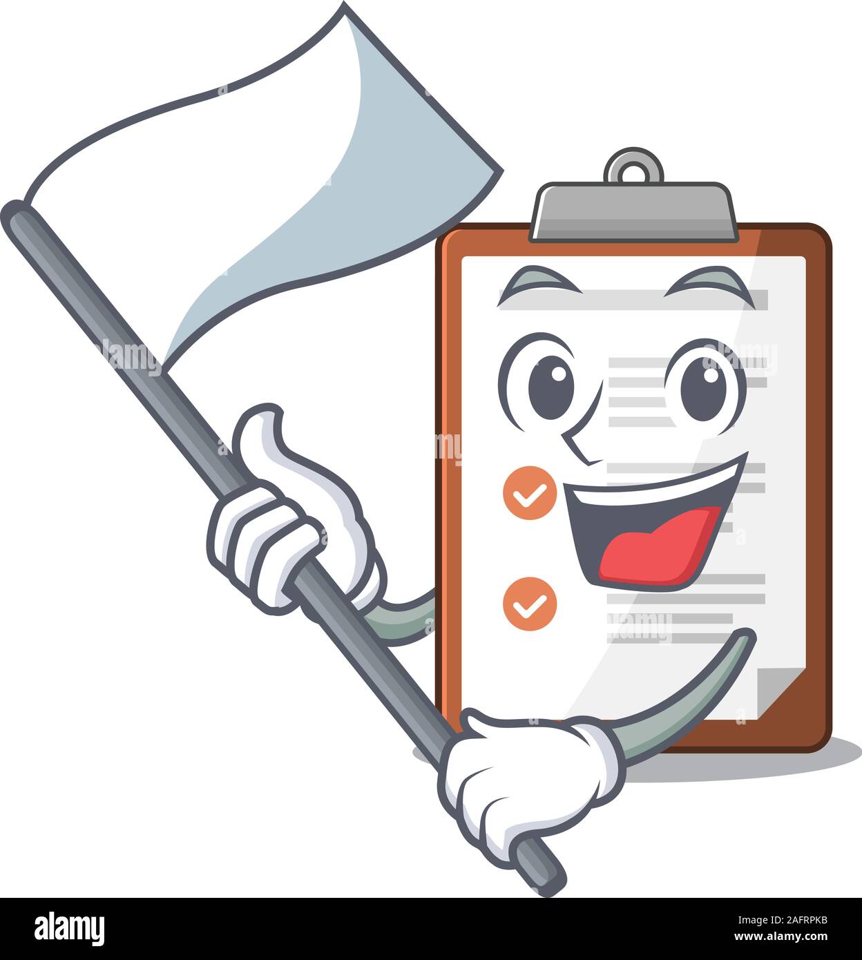 cute clipboard Scroll cartoon character style with standing flag Stock ...