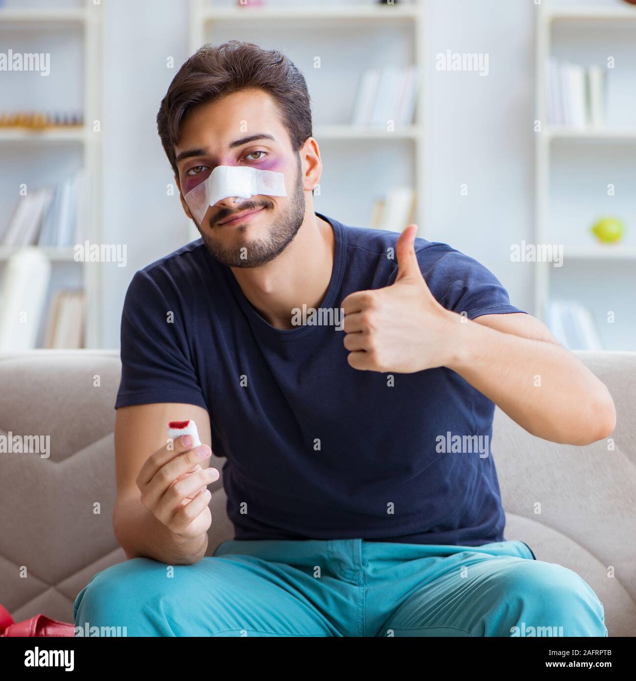 Young man defeated in sports game suffered loss with broken bleeding ...
