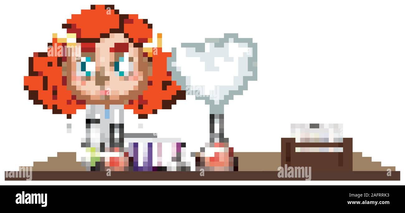 Scientist doing chemical experiment on the table illustration Stock ...