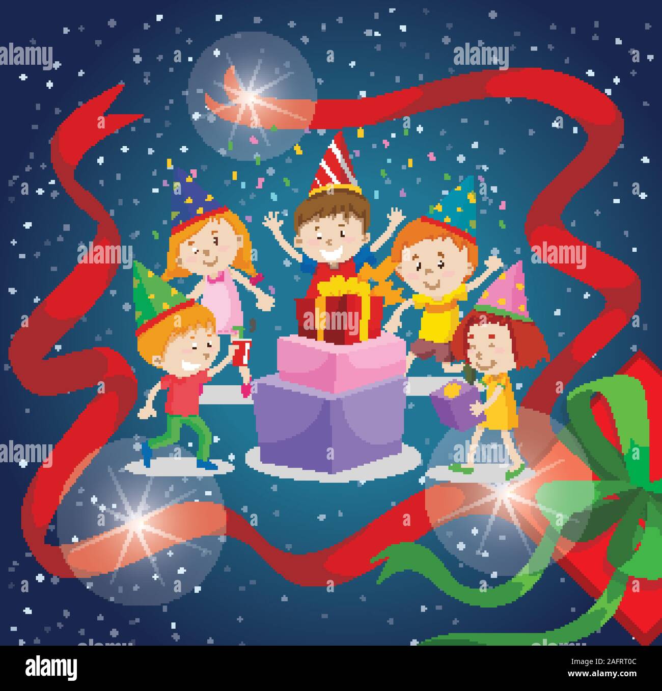 Poster design for New Year with happy children illustration Stock ...