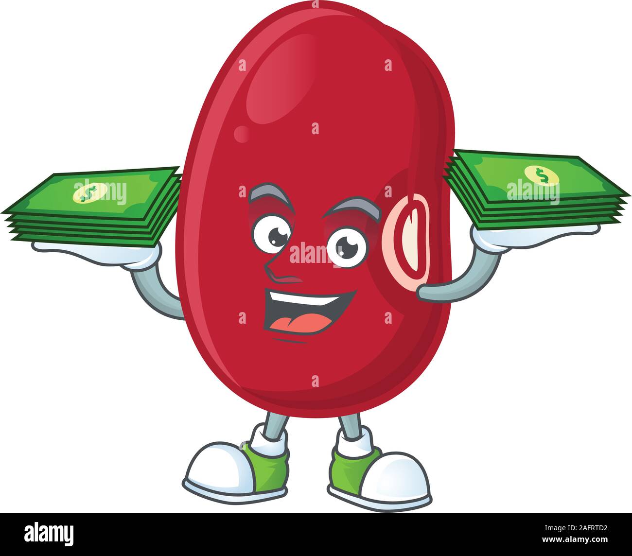 Happy face adzuki beans character with money on hand Stock Vector Image ...