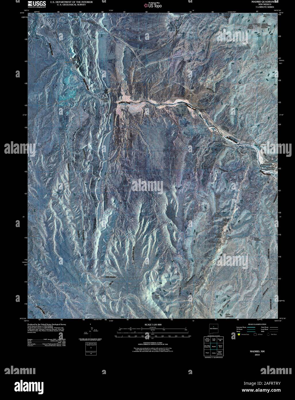 USGS TOPO Map New Mexico NM Madrid 20100921 TM Inverted Restoration ...