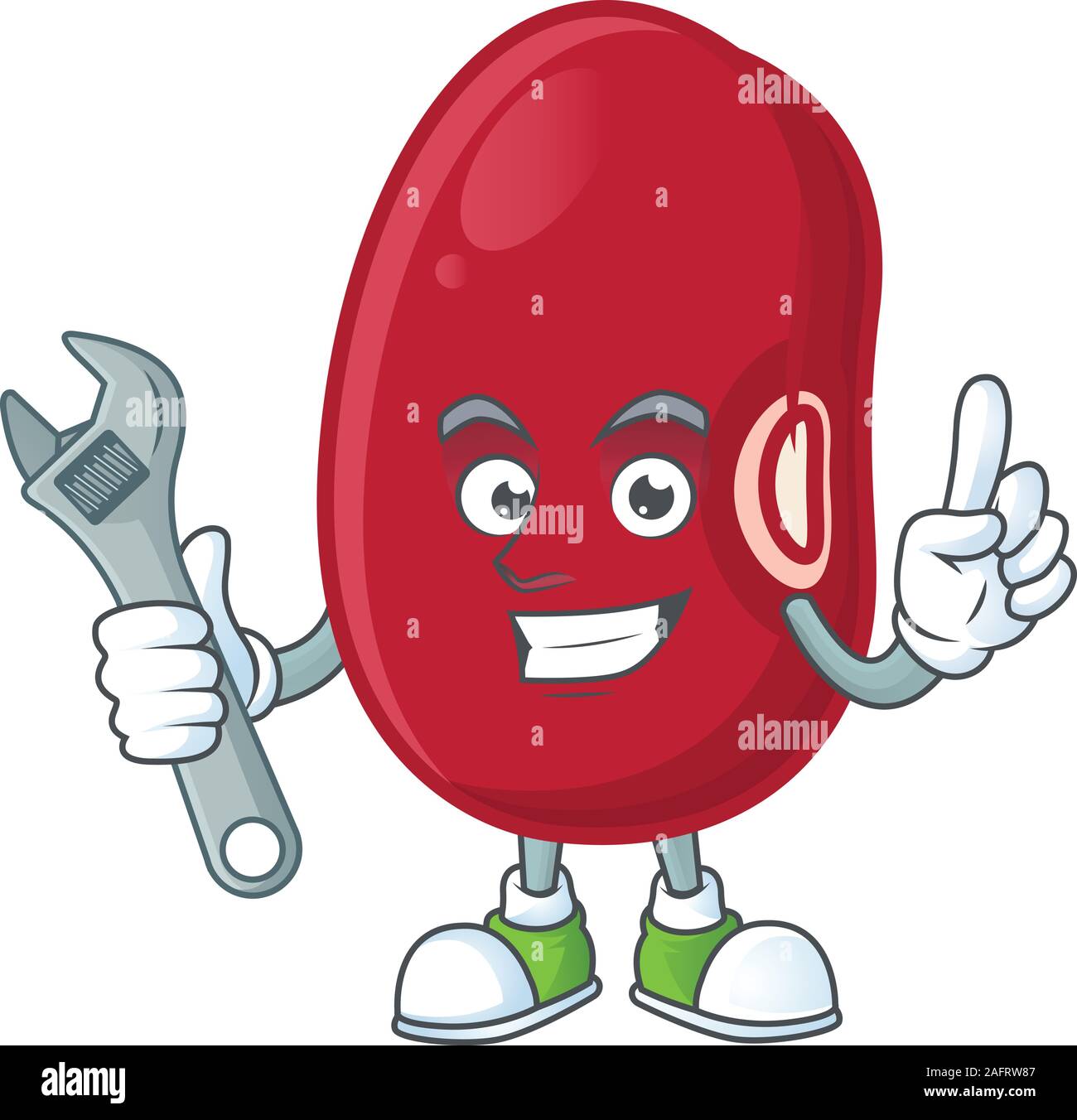 Smart and Professional Mechanic adzuki beans cartoon character Stock ...