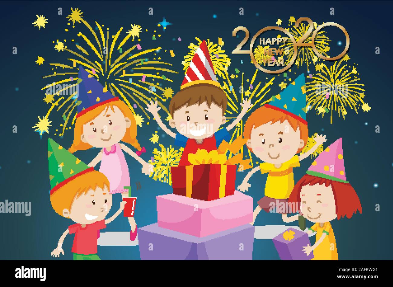 Poster design for party fun with happy kids illustration Stock Vector ...
