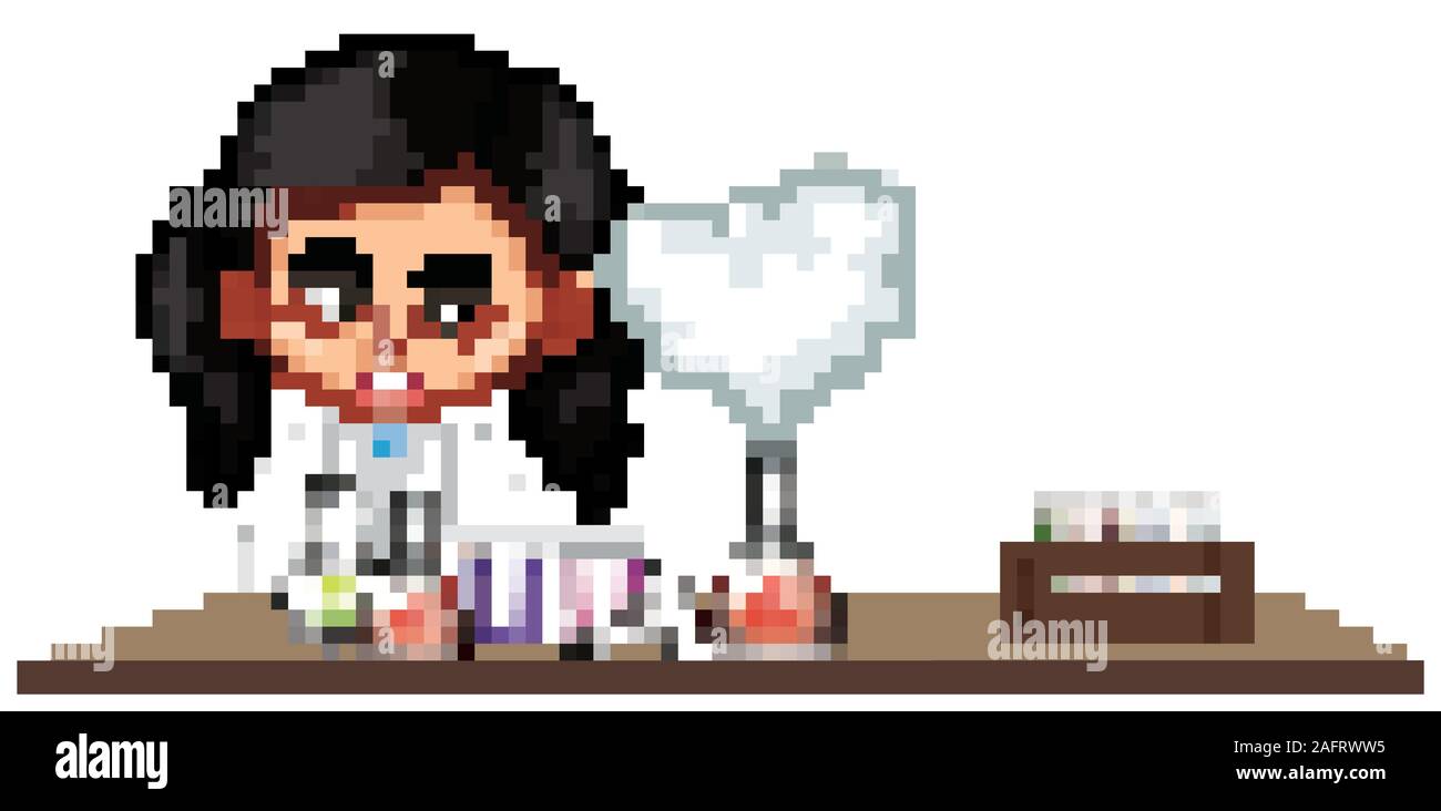 Science student working with chemicals illustration Stock Vector Image ...