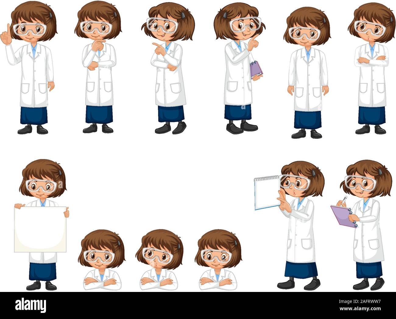 Set of science student in different poses illustration Stock Vector ...