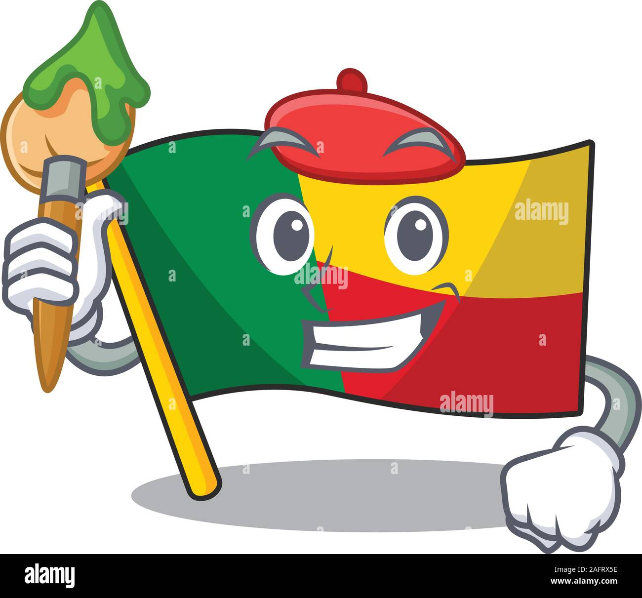 Funny flag benin Scroll Artist cartoon character holding brush Stock ...