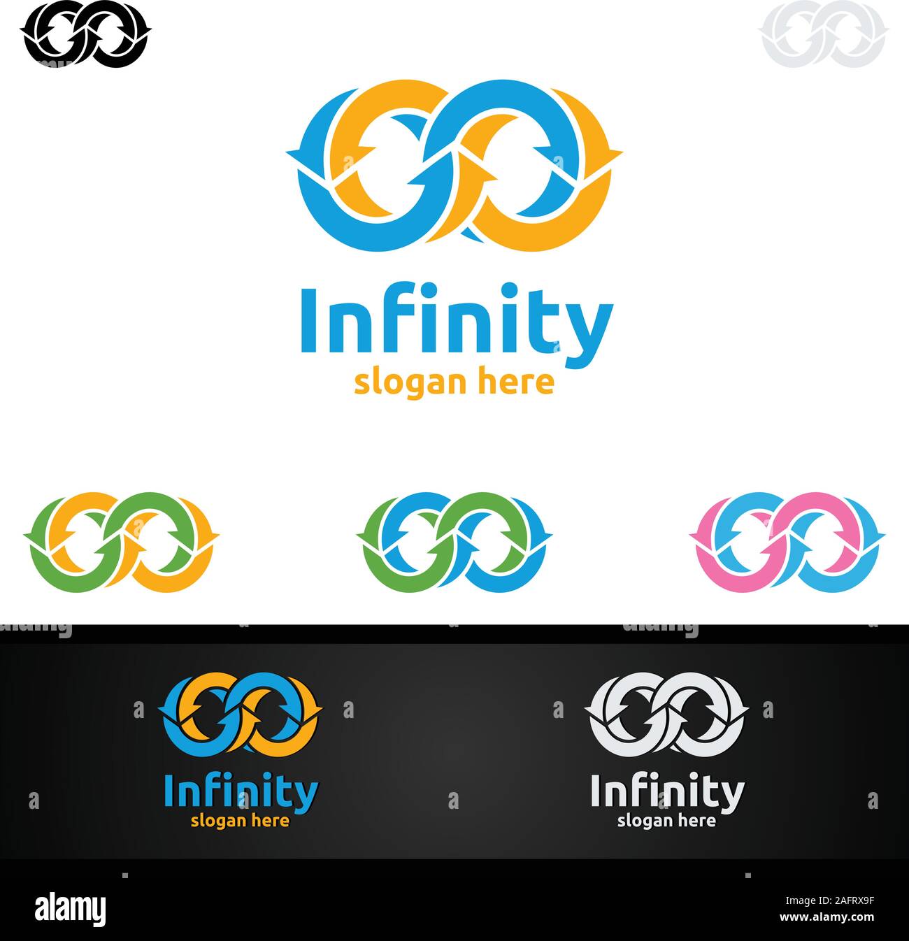 Infinity loop logo icon. Vector unlimited infinity, endless line shape ...