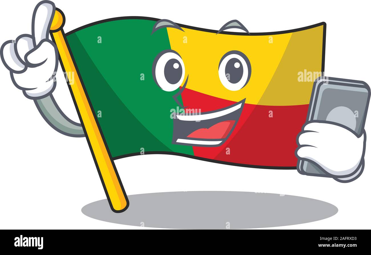 cartoon character of flag benin Scroll speaking with phone Stock Vector ...