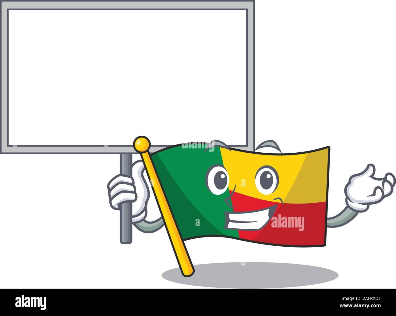 Flag benin Scroll cute cartoon character bring a board Stock Vector ...