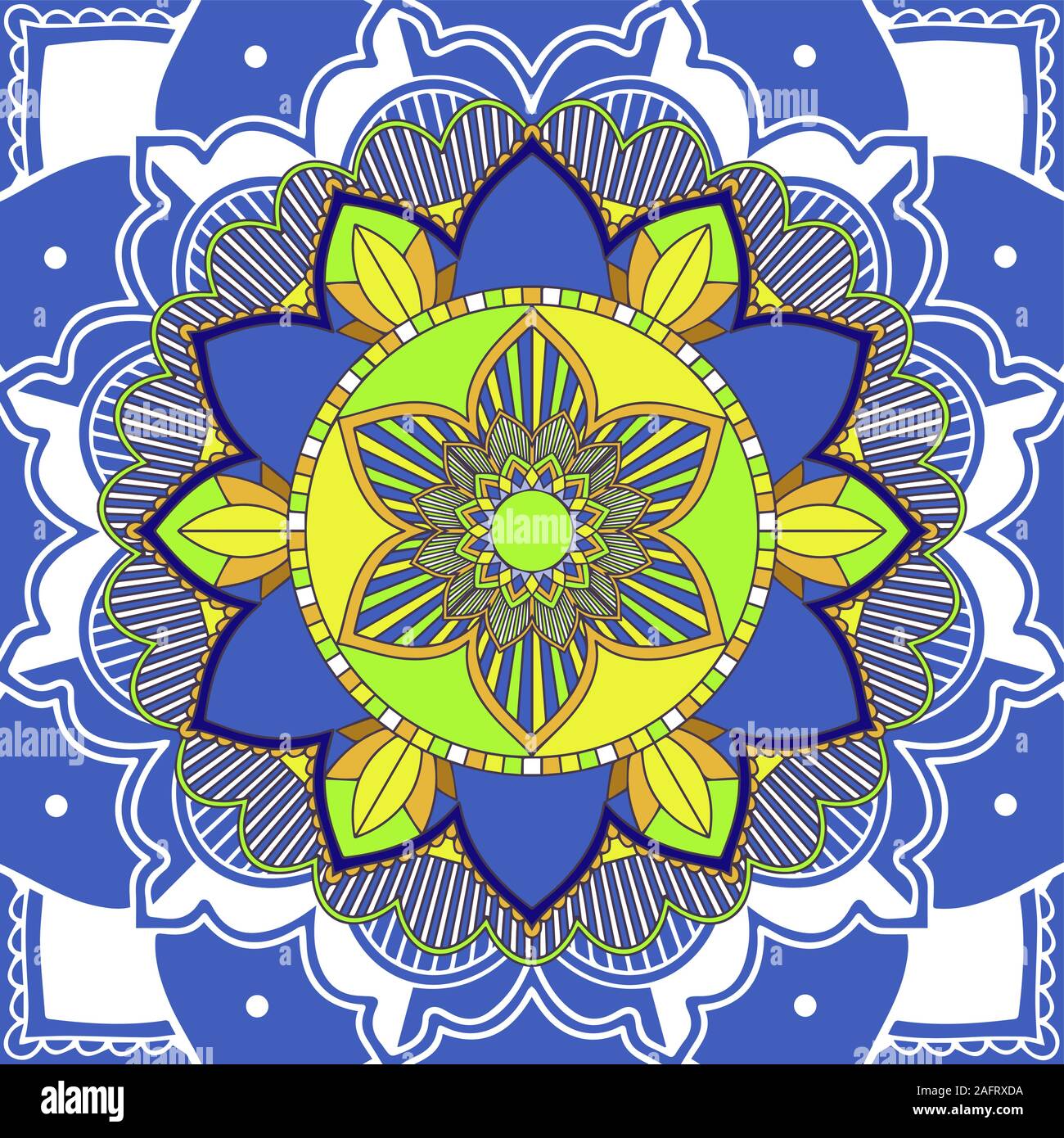 Mandala patterns on blue background illustration Stock Vector Image ...
