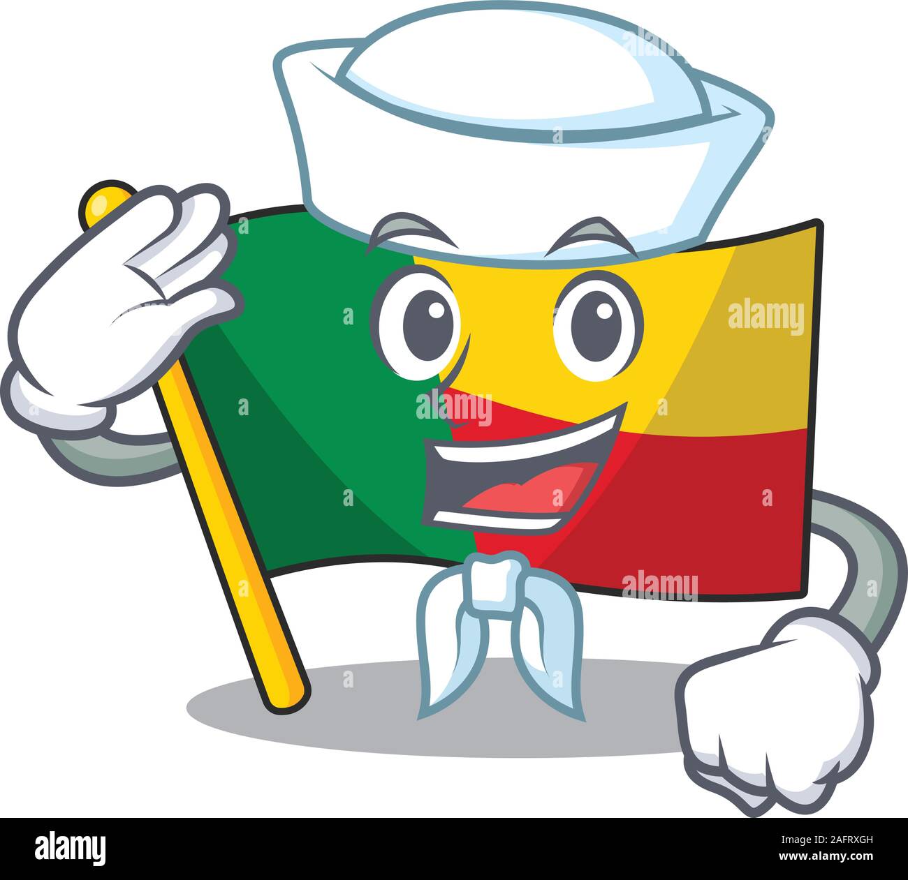 An icon of flag benin Scroll Sailor cartoon character wearing hat Stock ...