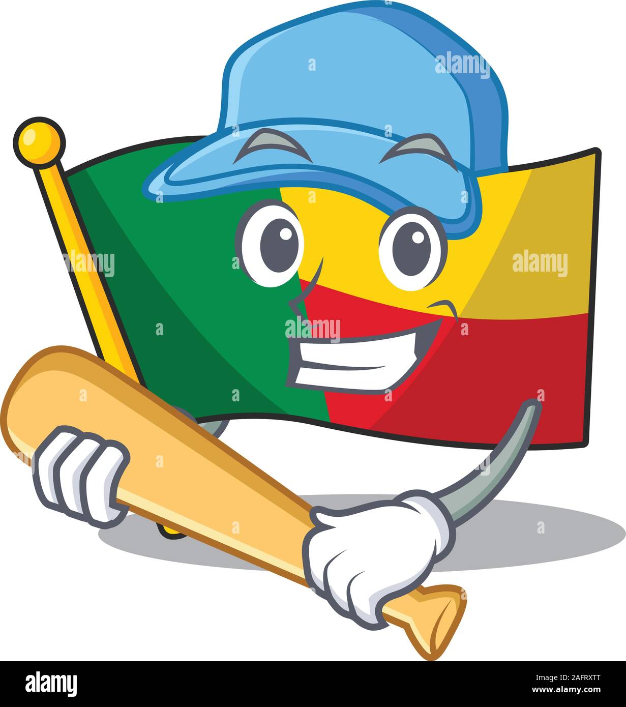 Cool flag benin Scroll cartoon character design with baseball Stock ...