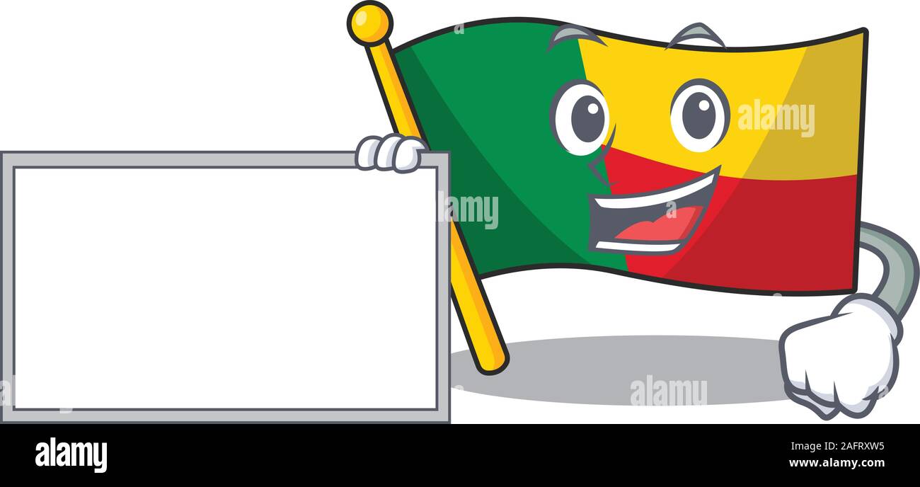 Flag benin Scroll with board cartoon mascot design style Stock Vector ...