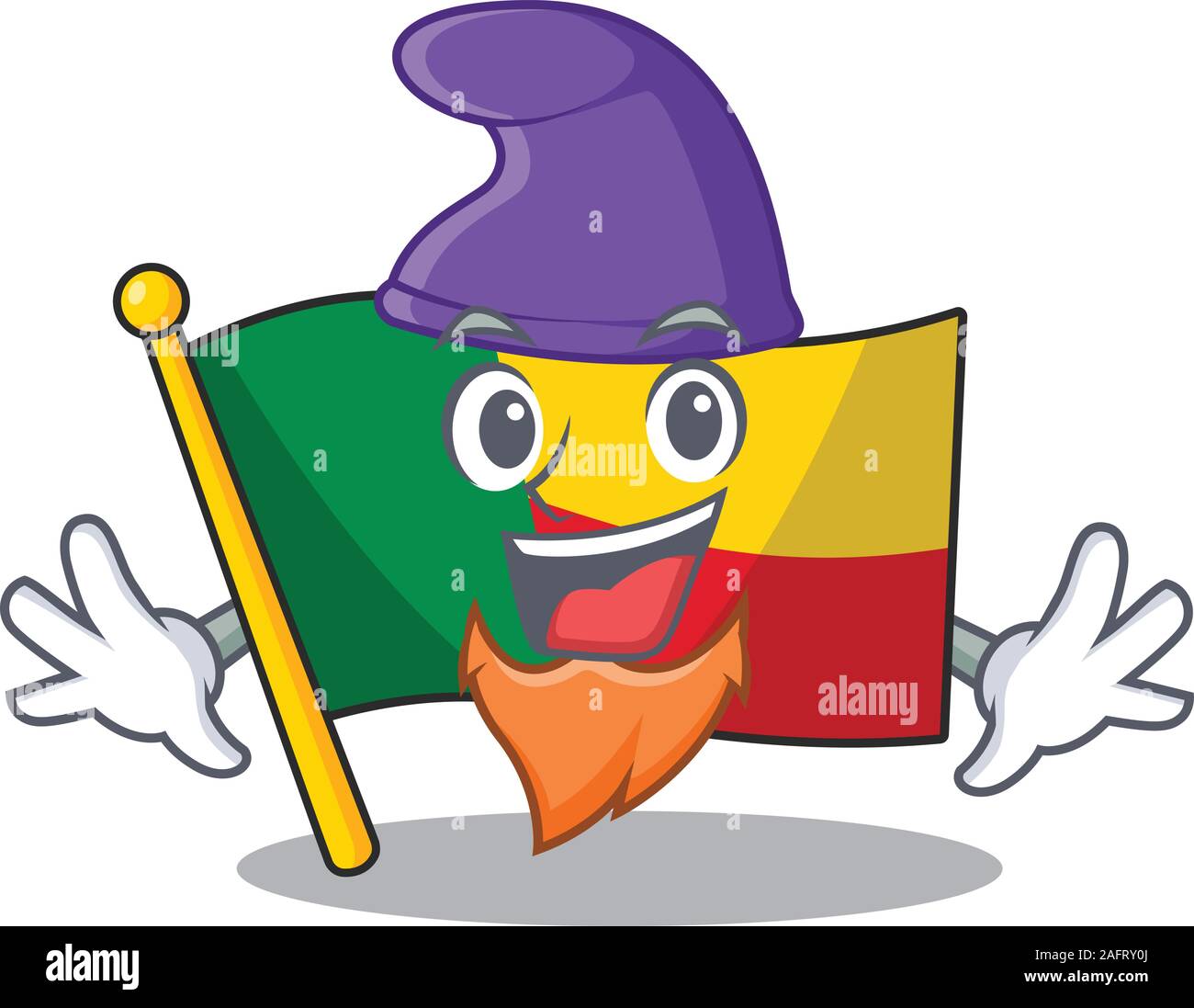 An icon of flag benin Scroll cartoon character dressed as an Elf Stock ...