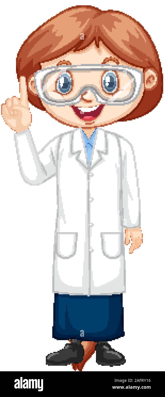 Girl in science gown on white background illustration Stock Vector ...