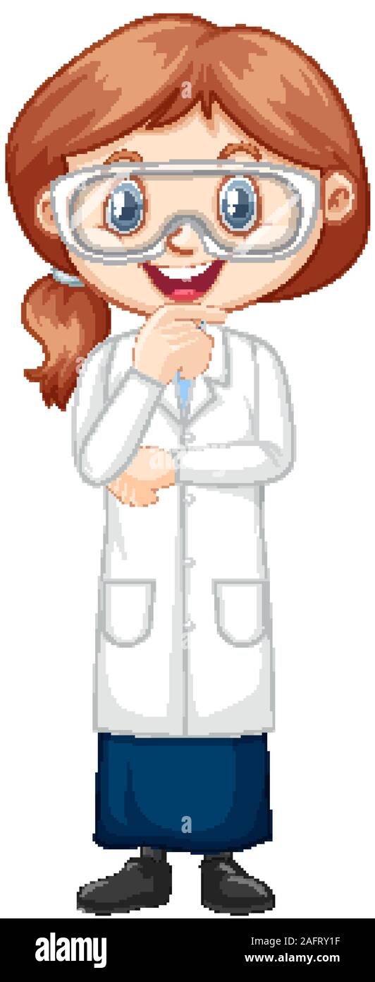 Girl in science gown on white background illustration Stock Vector ...