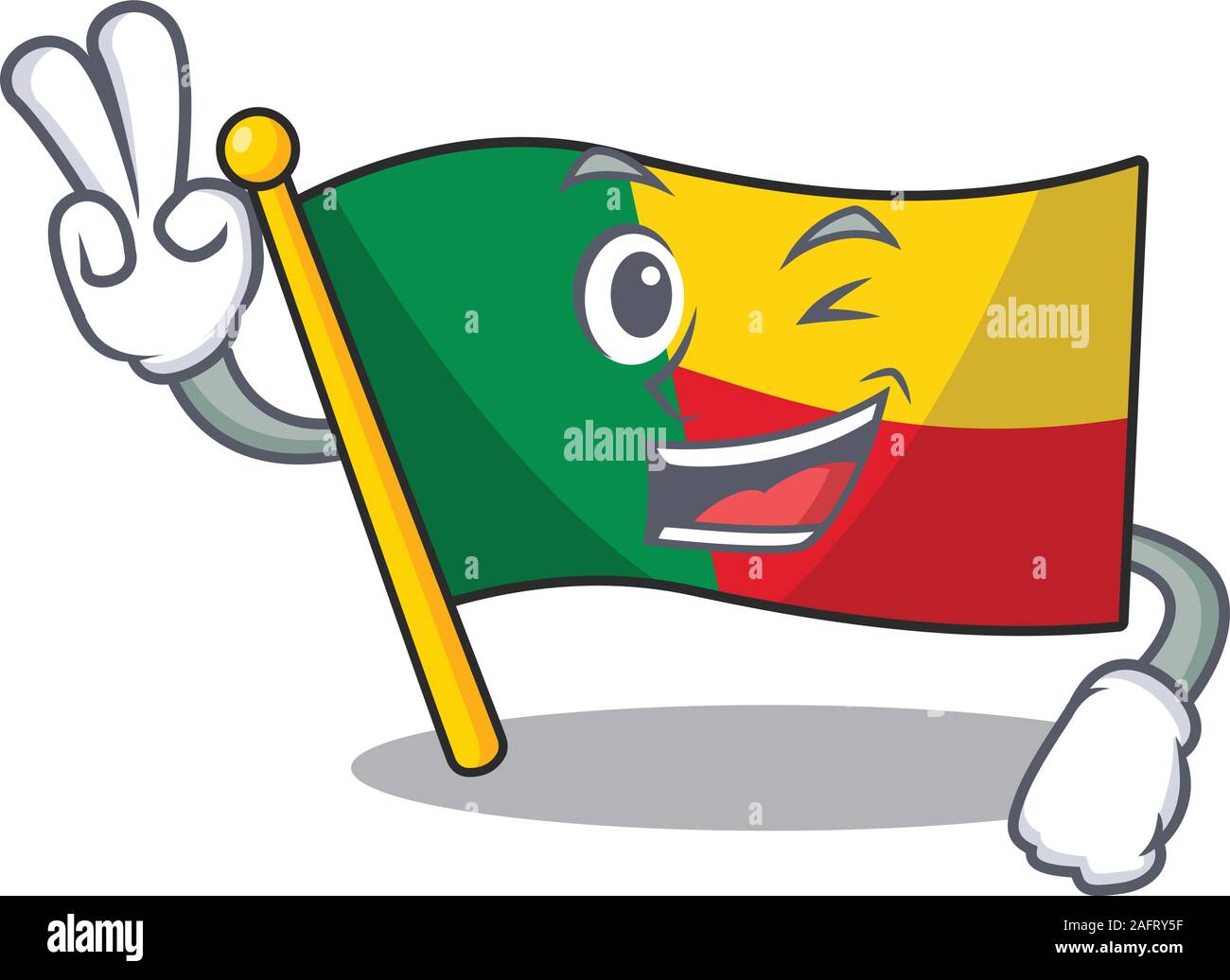 Funny flag benin Scroll cartoon Character with two fingers Stock Vector ...