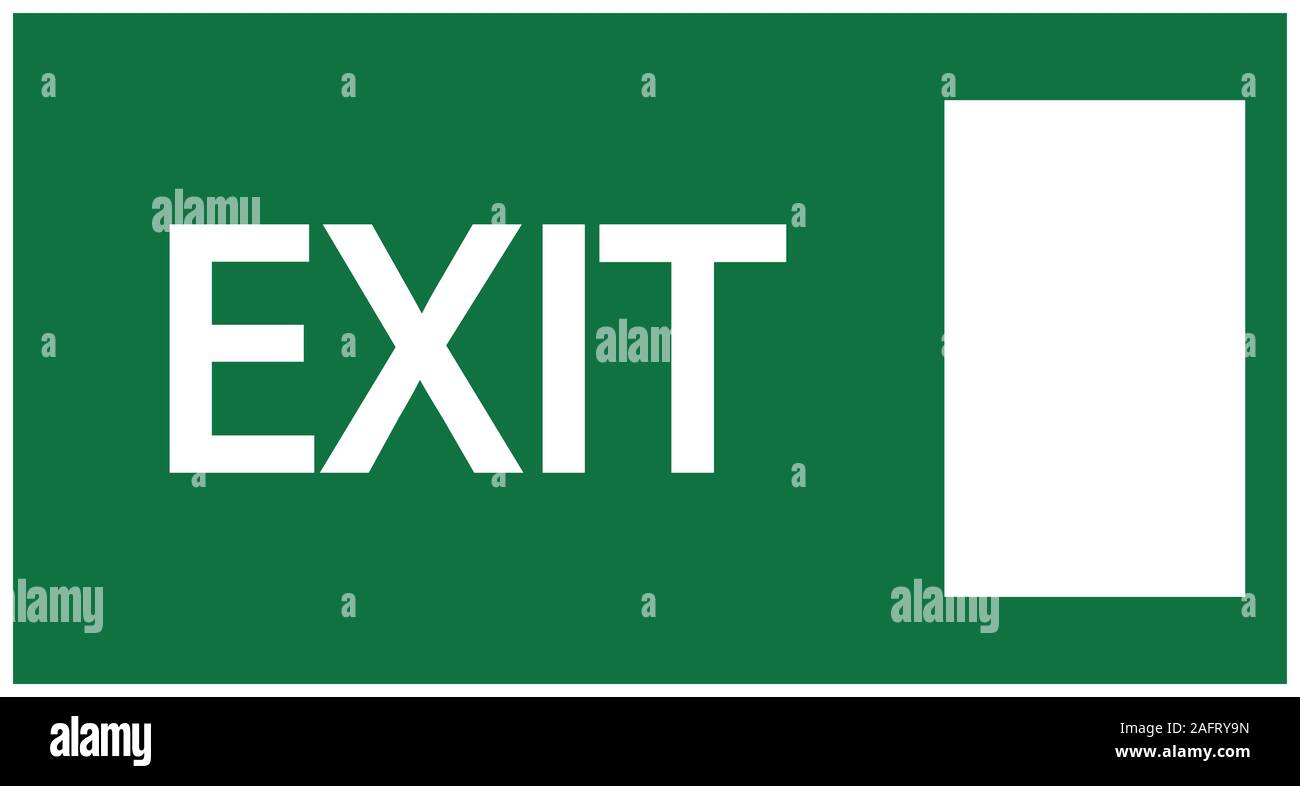 Illuminated green emergency exit sign Stock Vector Images - Alamy