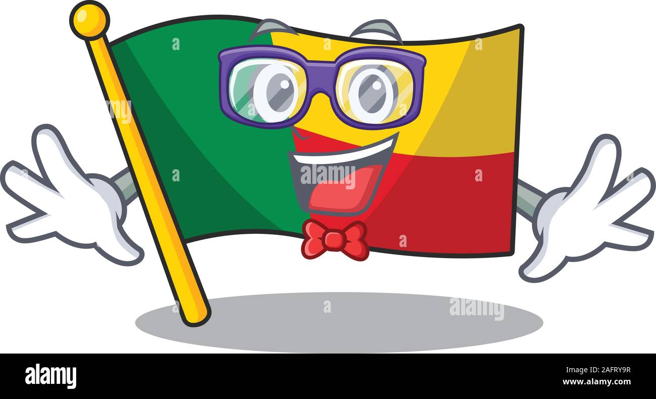 Super Funny Geek flag benin Scroll cartoon character design Stock ...