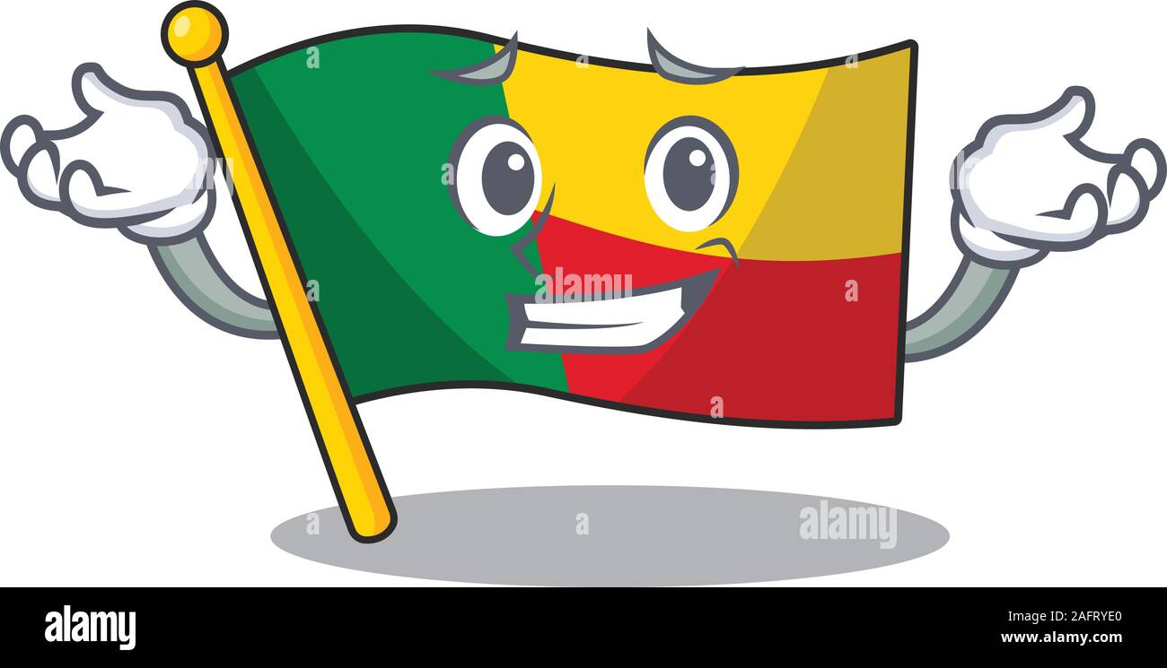 Cute and Cool Grinning flag benin Scroll mascot cartoon style Stock ...