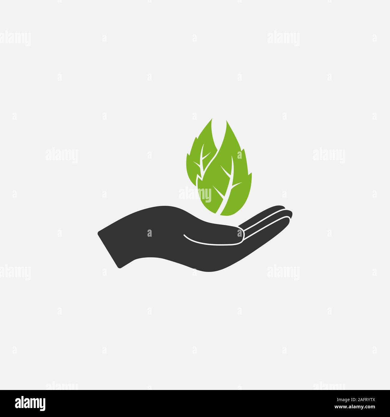 Leaf in hand icon. Vector illustration, flat design Stock Vector Image ...