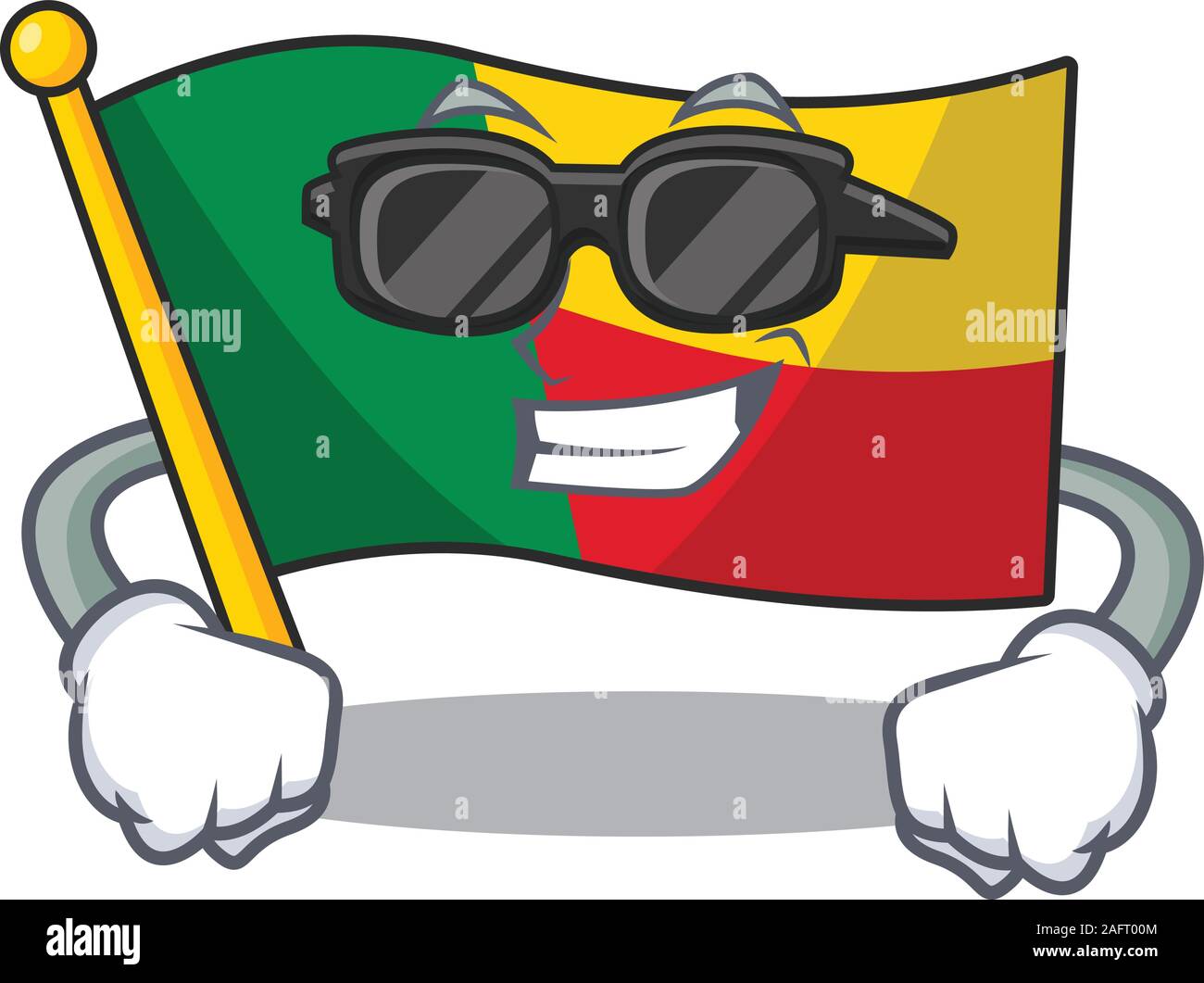 Super cool flag benin Scroll character with black glasses Stock Vector ...