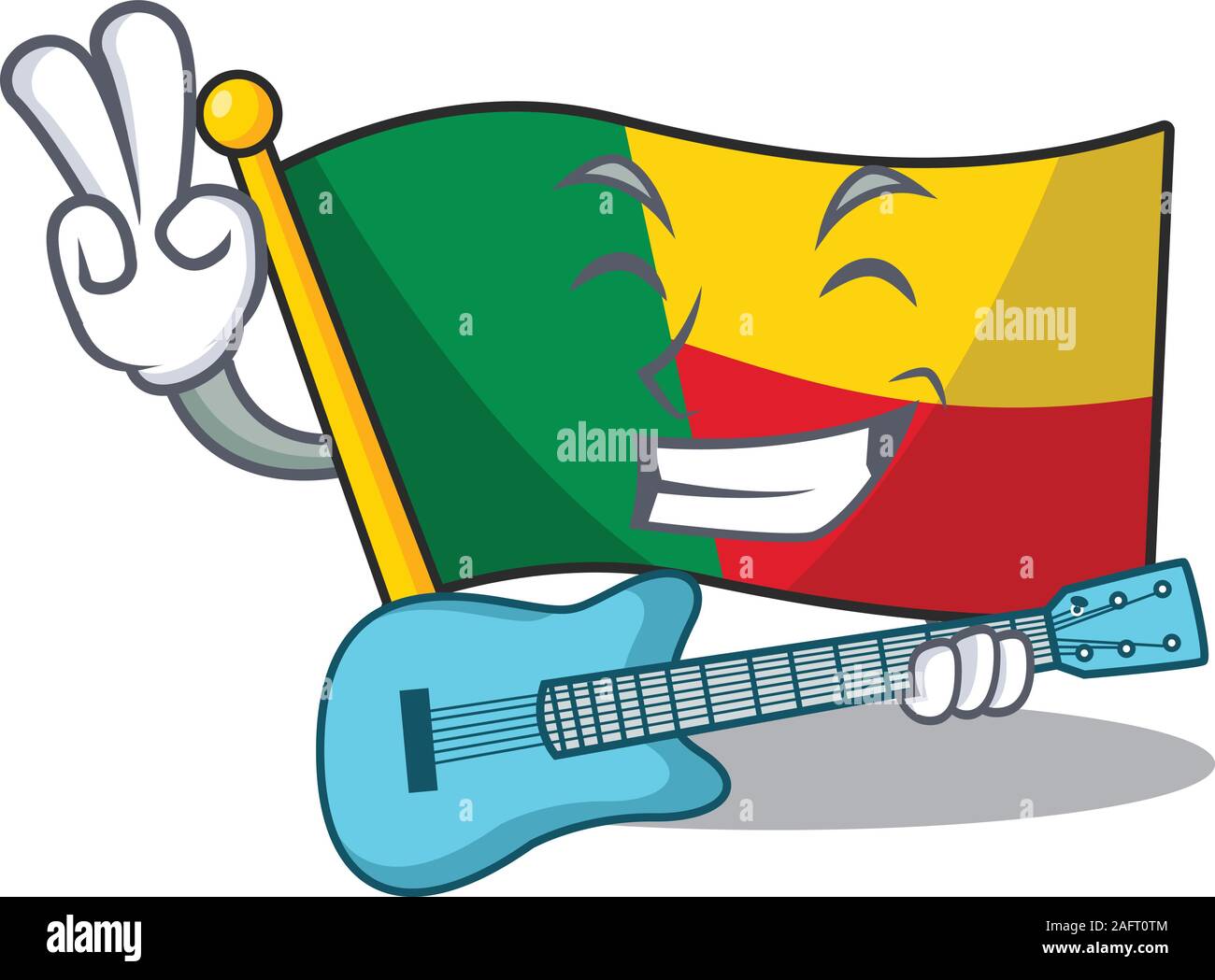 Supper cool flag benin Scroll cartoon performance with guitar Stock ...