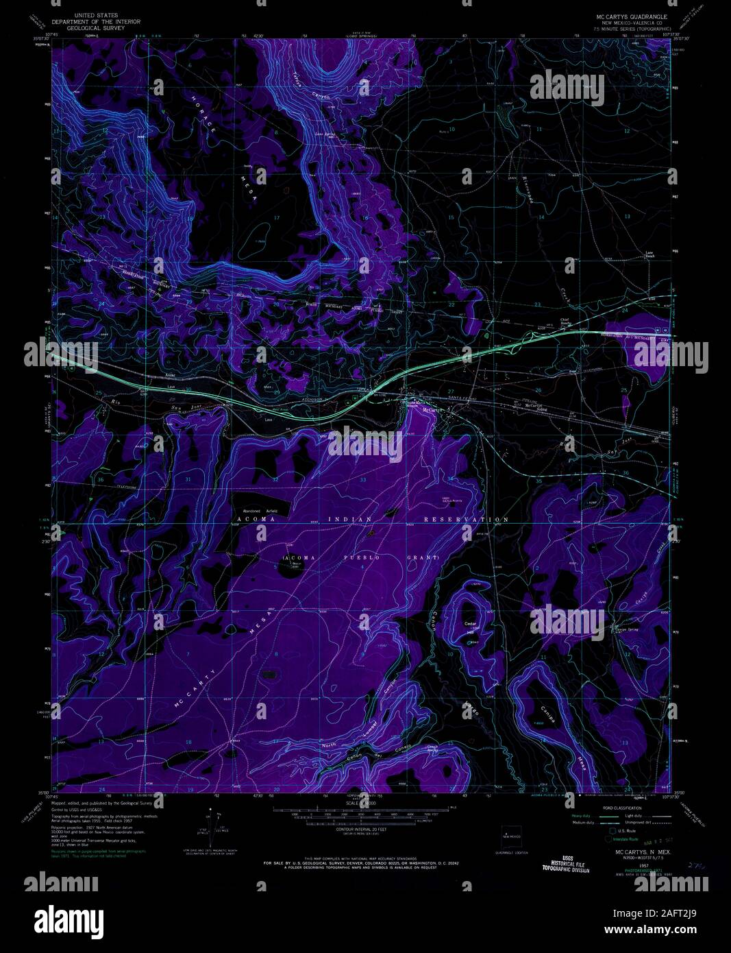 USGS TOPO Map New Mexico NM Mc Cartys 191459 1957 24000 Inverted ...