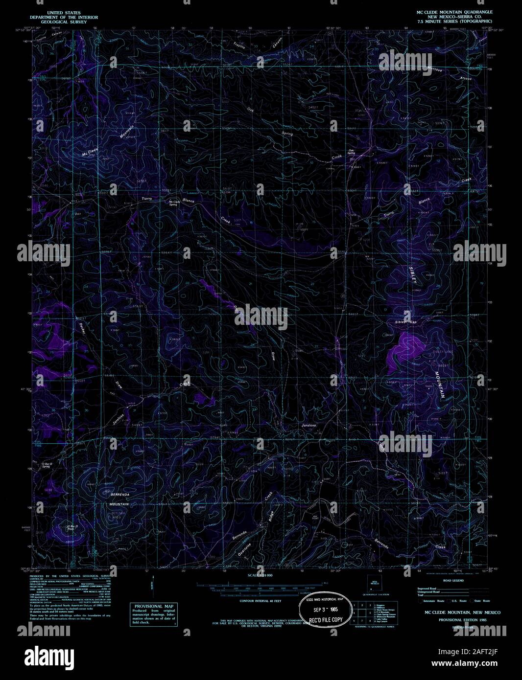 USGS TOPO Map New Mexico NM Mc Clede Mountain 193951 1985 24000 ...