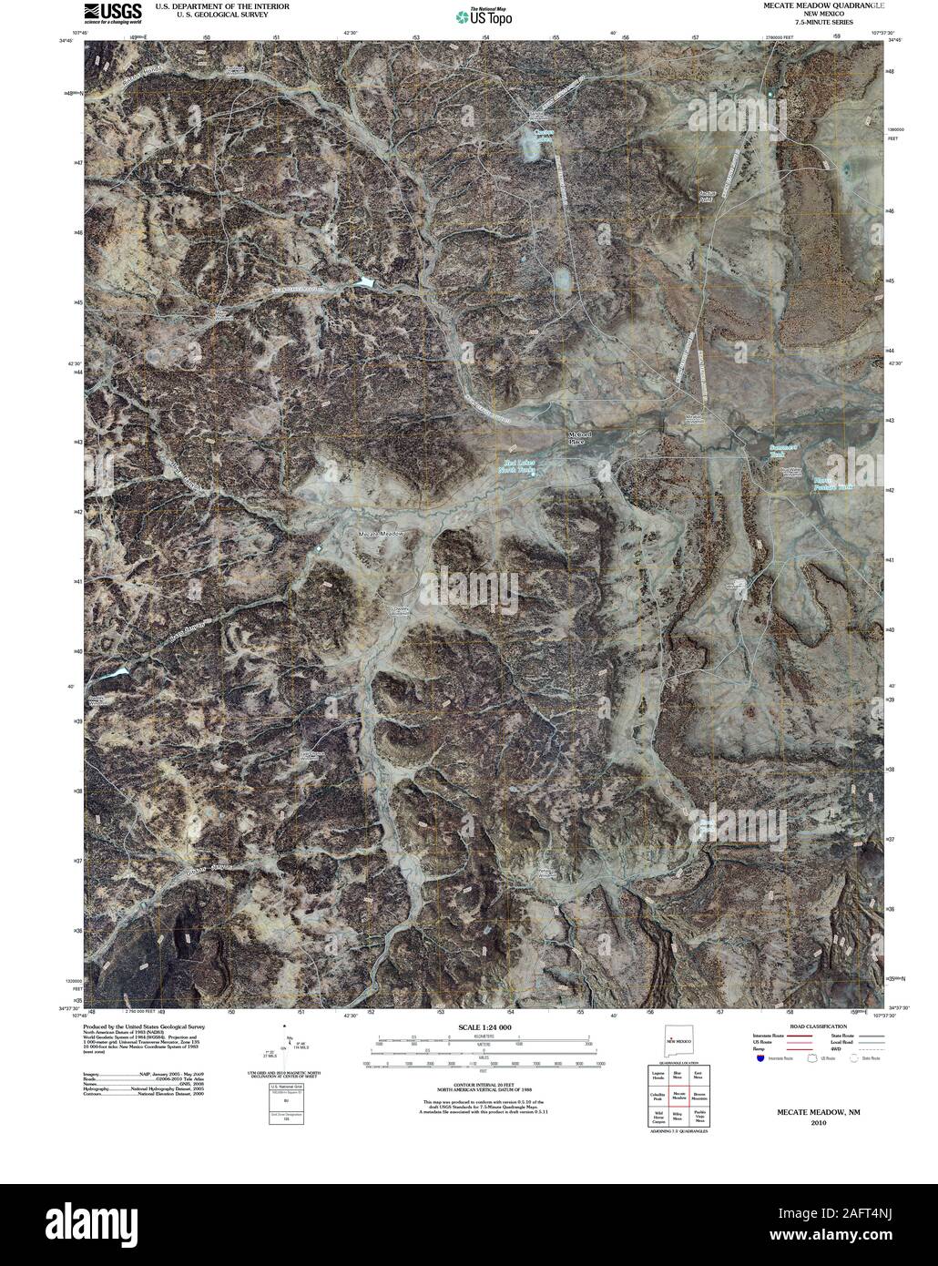 USGS TOPO Map New Mexico NM Mecate Meadow 20100830 TM Restoration Stock ...