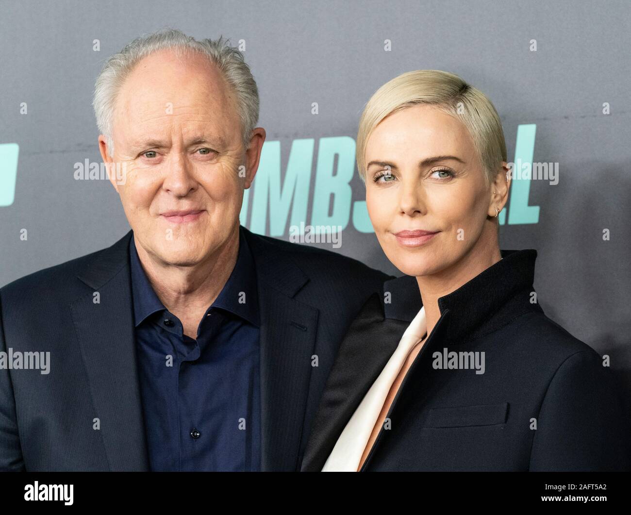 New York, NY - December 16, 2019: John Lithgow and Charlize Theron ...
