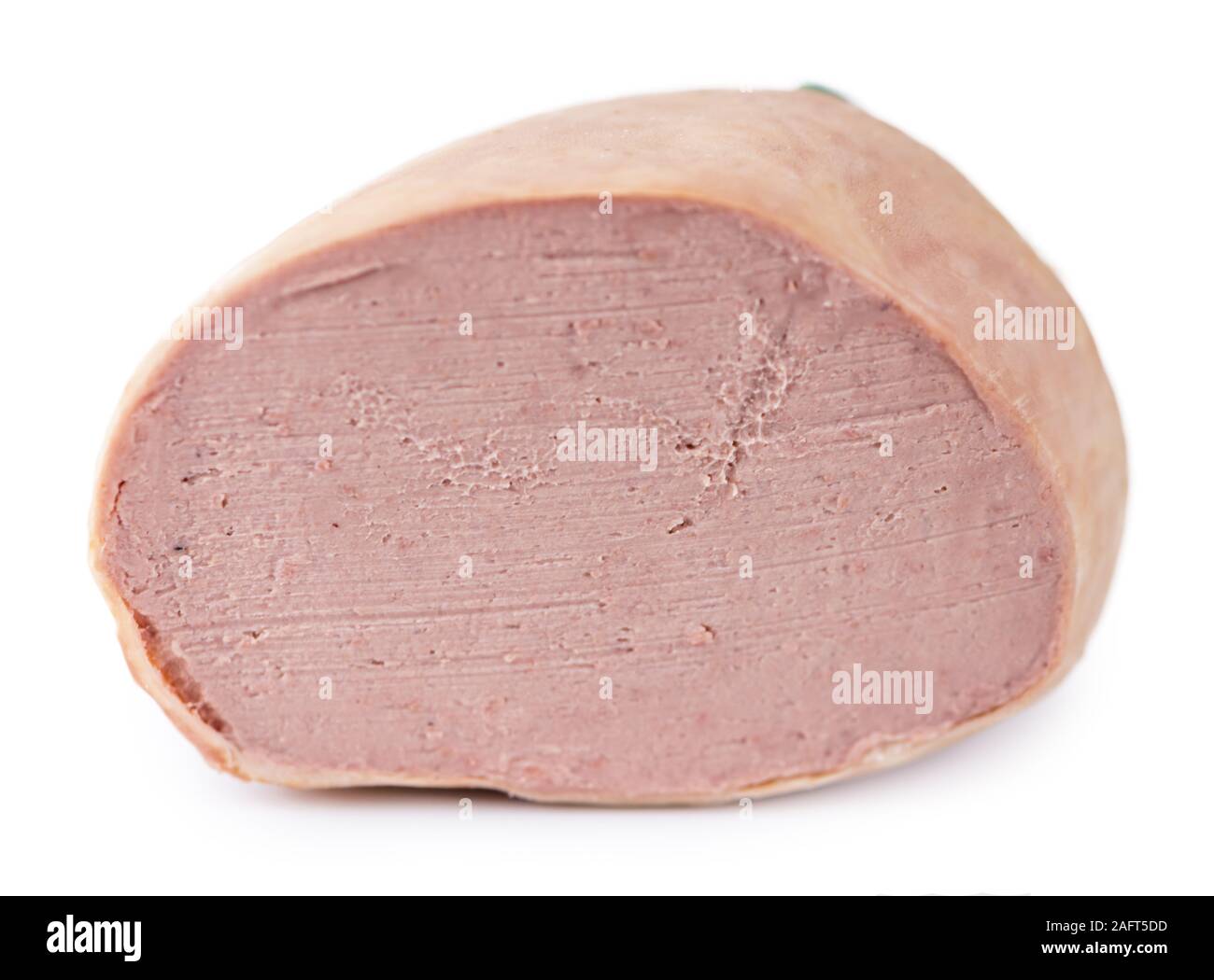 Portion of Liverwurst (as close-up shot) isolated on white background ...
