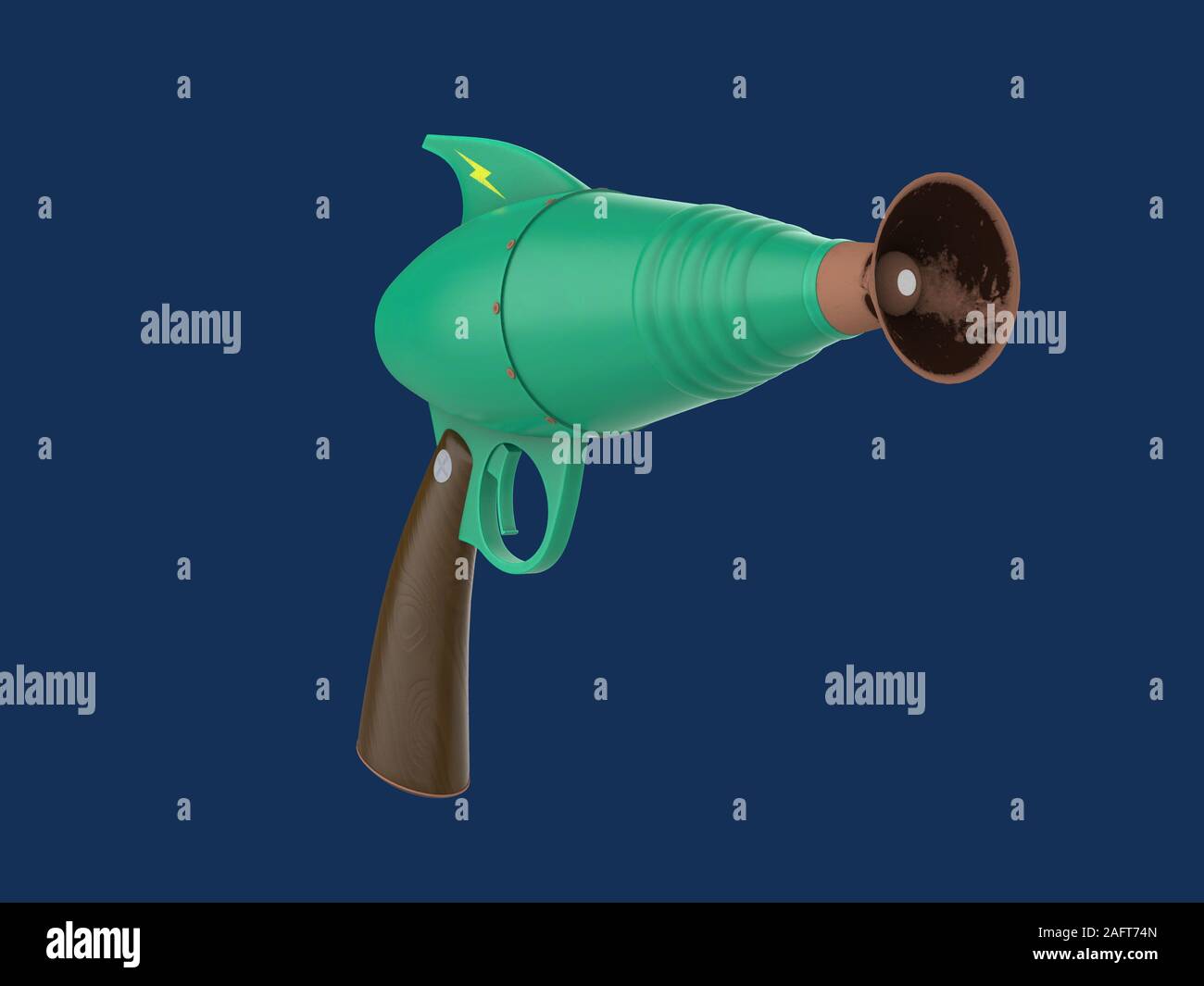 toy ray gun on solid background blaster pistol laser retro gun render ...