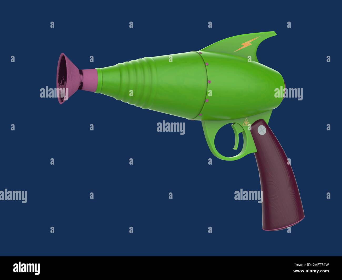 toy ray gun on solid background blaster pistol laser retro gun render ...