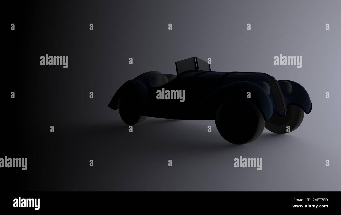 3d rendering of a vintage oldtimer car in a dark studio background ...