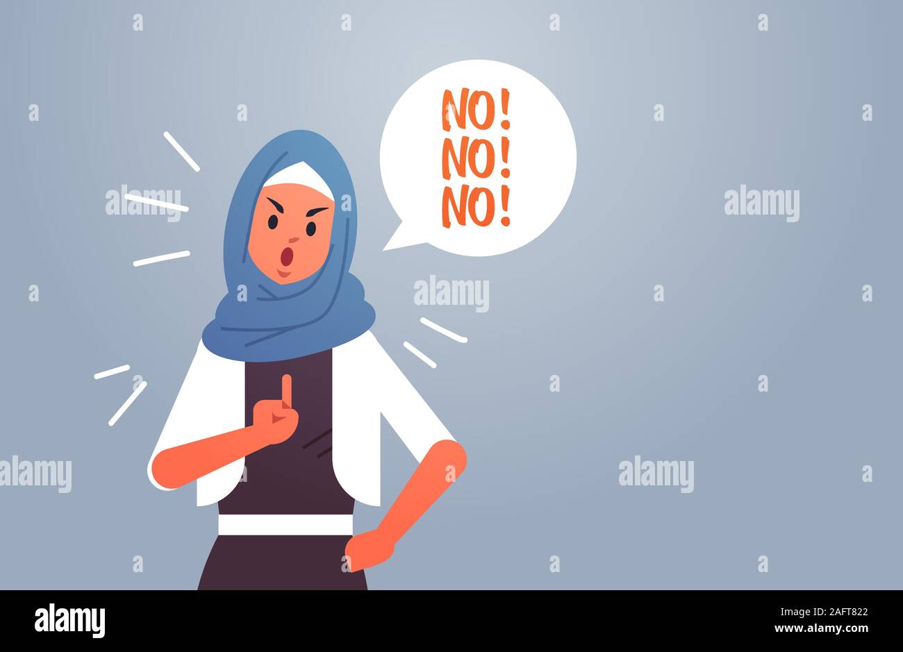 angry arab woman saying NO speech balloon with scream exclamation ...