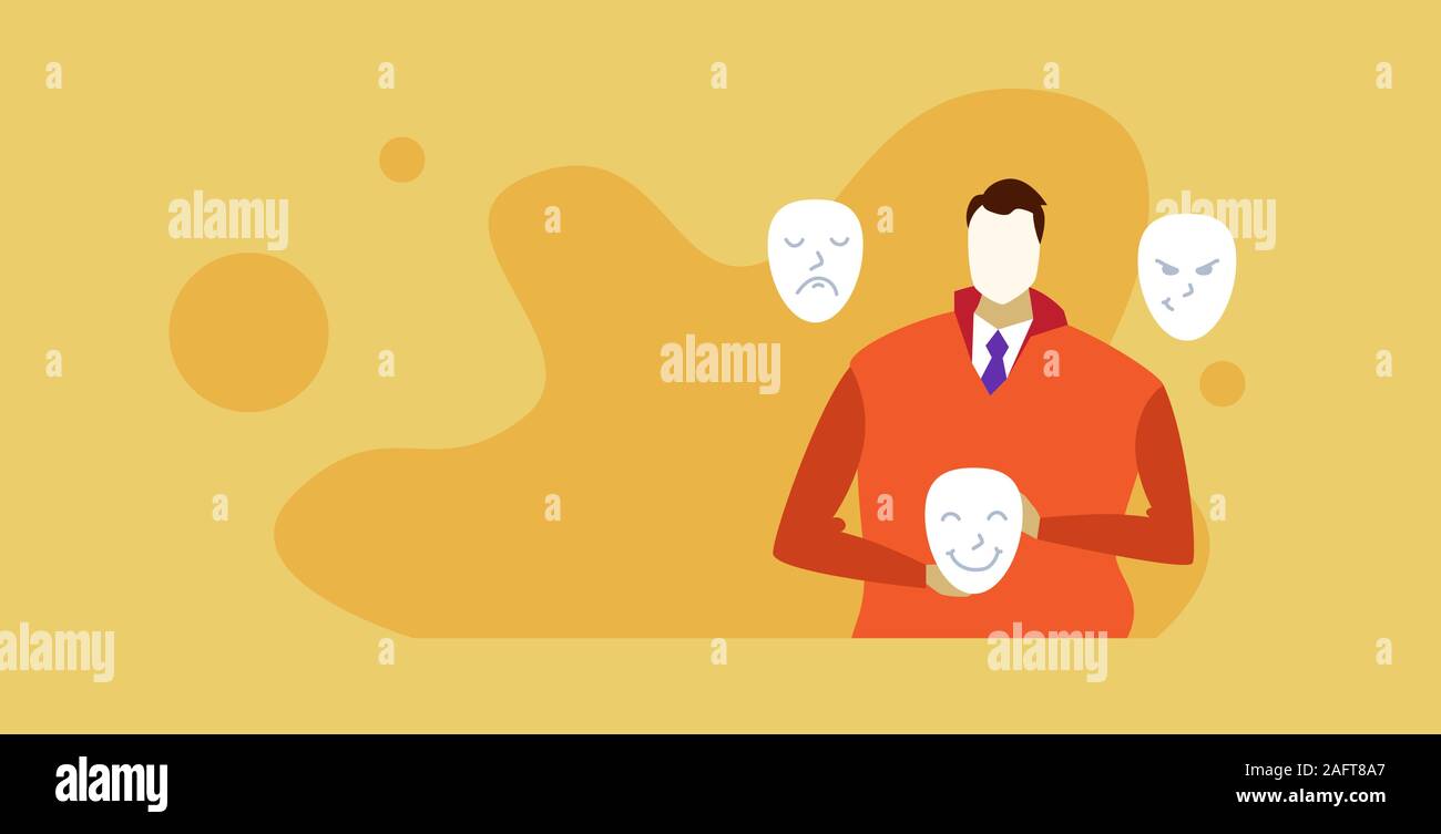 businessman choosing emotions mask insincerity in business hypocrite ...